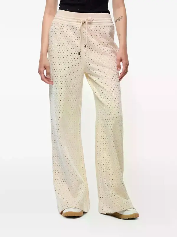 Pinko Fully Rhinestoned Wide-leg Fleece Trousers