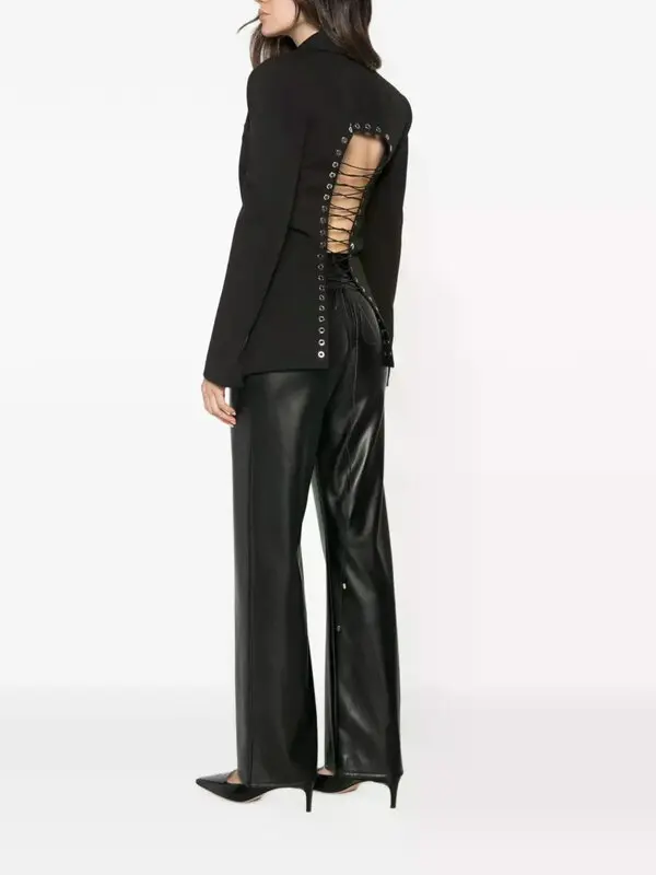 Patrizia Pepe Lace-up Structured Blazer - Black