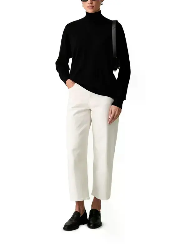 TRUSSARDI High-neck Fine Knit Sweater With Embroidered Logo