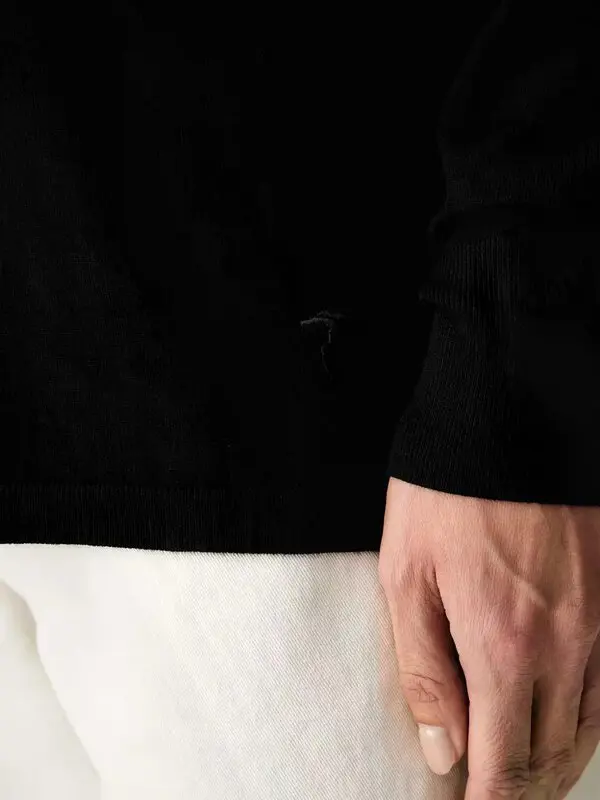 TRUSSARDI High-neck Fine Knit Sweater With Embroidered Logo