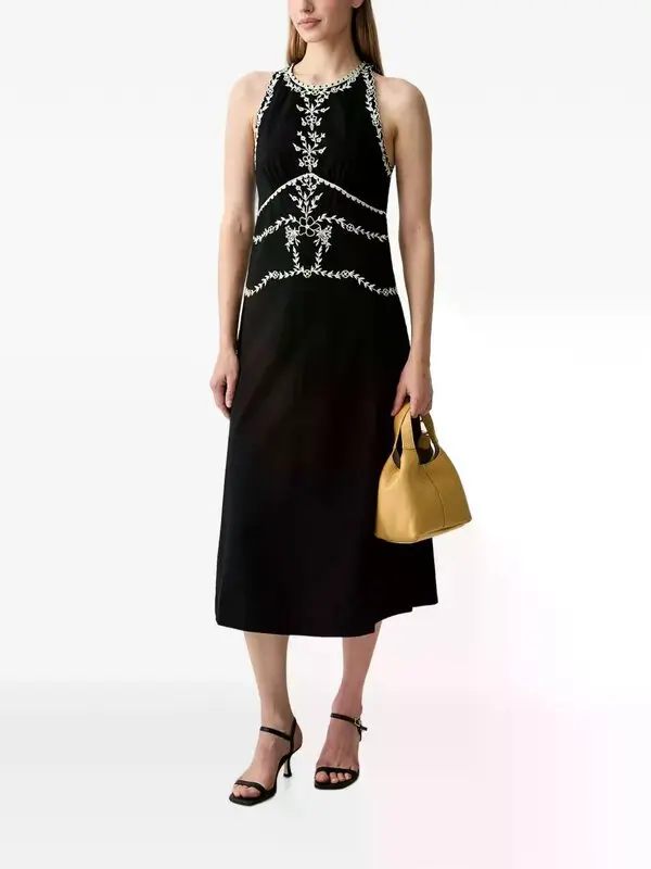 HOSS INTROPIA Asunción Embroidered Halterneck Midi Dress - Black