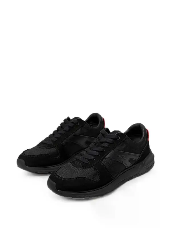 Hugo Monogram Jacquard Faux-suede Trim Sneakers