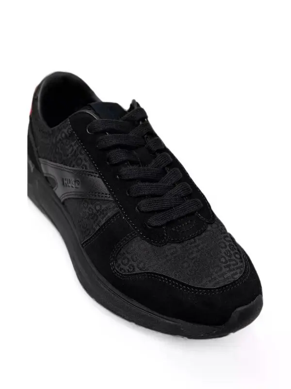 Hugo Monogram Jacquard Faux-suede Trim Sneakers