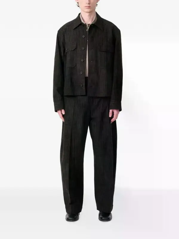 Studio Nicholson Vital Pinstripe-pattern Trousers - Green