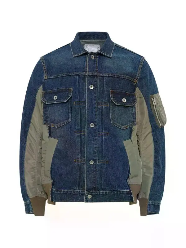 Sacai Layered-design Denim Jacket - Blue