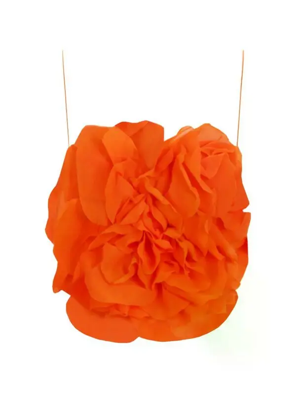 GEMY MAALOUF Floral-appliqué Cropped Top - Orange