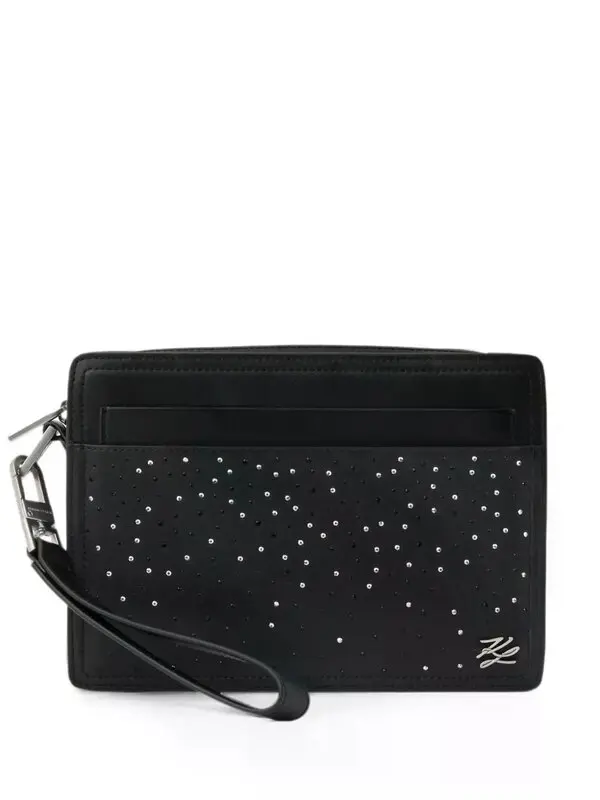 Karl Lagerfeld K/autograph Rhinestone Pouch - Black