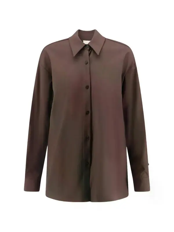ALYSI Pointed-collar Shirt - Brown
