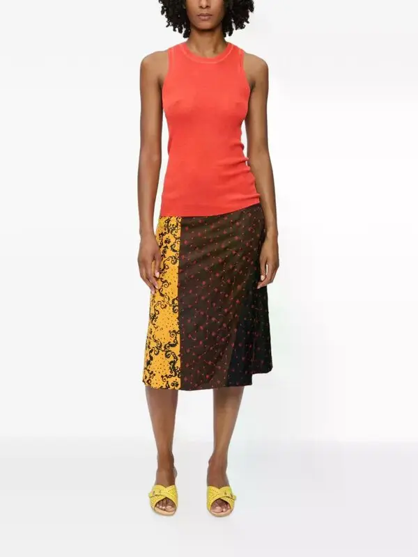 6397 Scraps Patchwork Silk Midi Skirt