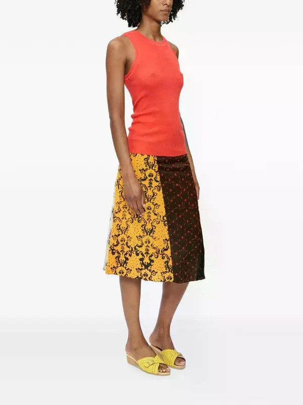 6397 Scraps Patchwork Silk Midi Skirt