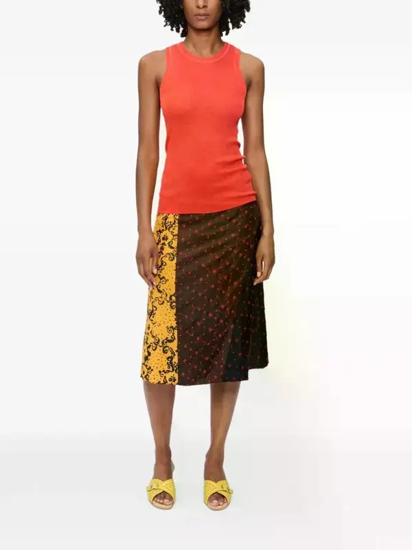 6397 Scraps Patchwork Silk Midi Skirt