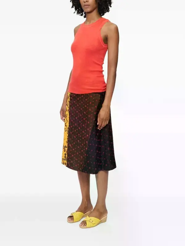 6397 Scraps Patchwork Silk Midi Skirt