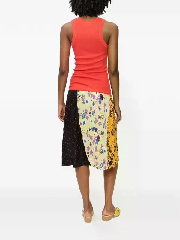 6397 Scraps Patchwork Silk Midi Skirt