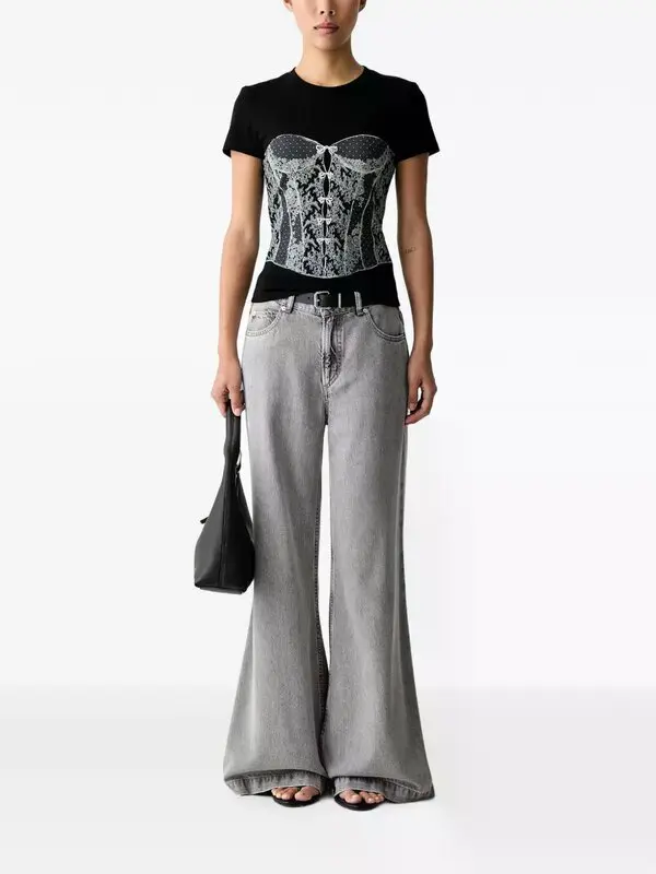 Miss Sixty Corset Print Beaded T-shirt