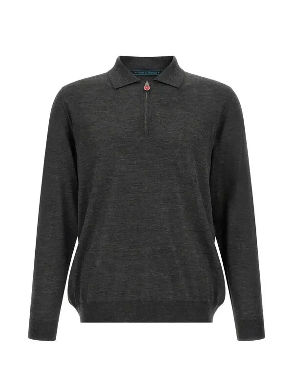 Kiton Half-zip Wool Polo Shirt - Grey