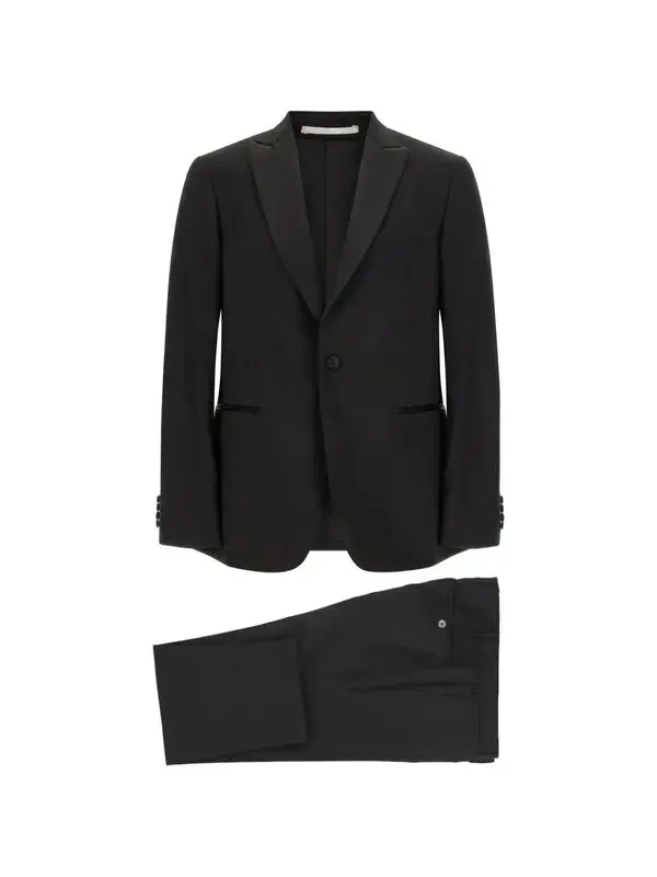 Pal Zileri Satin-lapel Wool Suit - Black