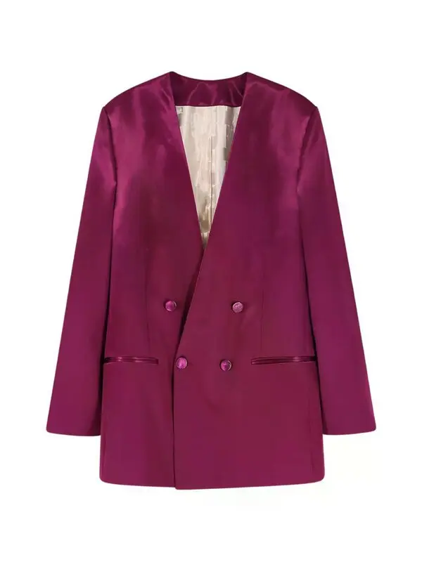Alberta Ferretti Double-breasted Satin Blazer - Purple