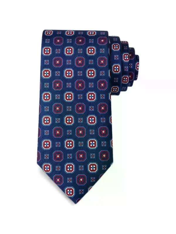 BONA FURTUNA Geometric-print Silk Tie - Blue