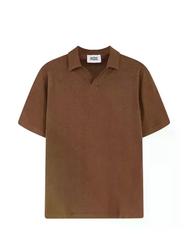 Alpha Studio Short-sleeve Polo-collar T-shirt - Brown