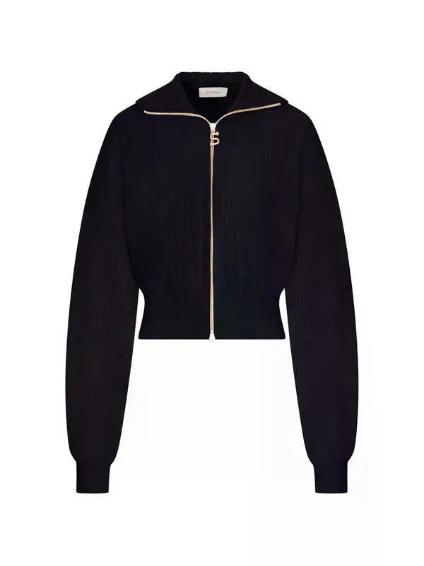 Sportmax Ribbed-knit Zip-up Hoodie - Black