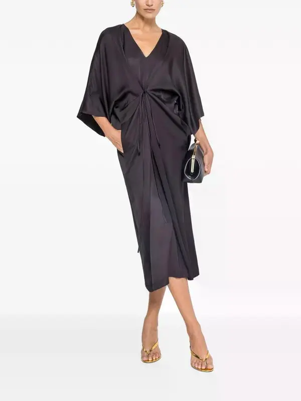 NISSA Drawstring Viscose Midi Dress