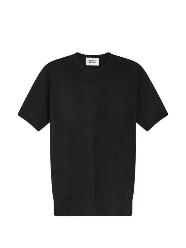 Alpha Studio Short-sleeve Crew-neck Sweater - Black