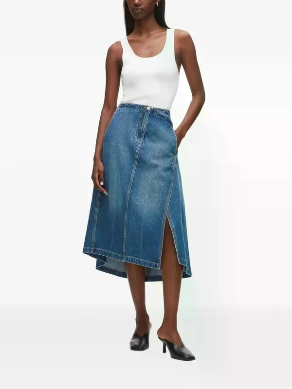 3.1 Phillip Lim Asymmetrical Hem Denim Midi Skirt