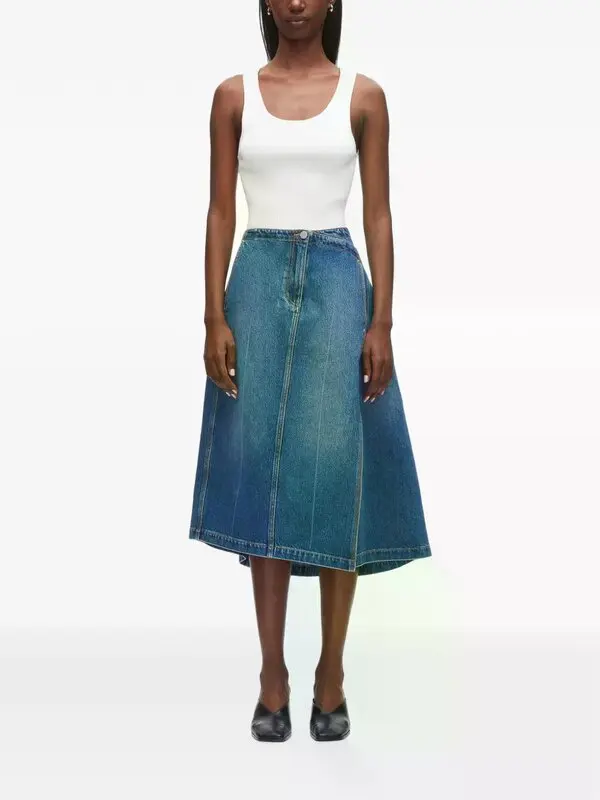 3.1 Phillip Lim Asymmetrical Hem Denim Midi Skirt