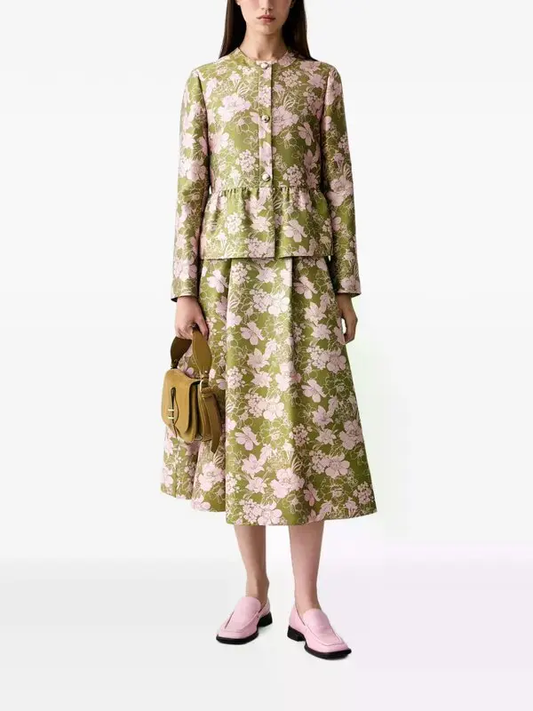 JOOP! Floral Print Pleated Midi Skirt