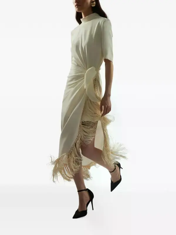 TALLER MARMO Athena Fringe-trimmed Midi Dress