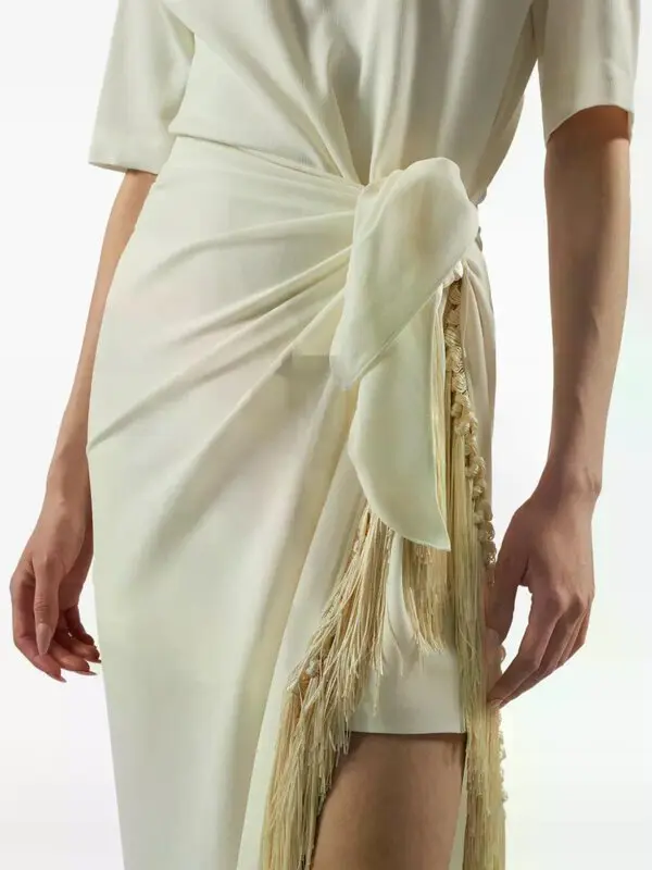 TALLER MARMO Athena Fringe-trimmed Midi Dress