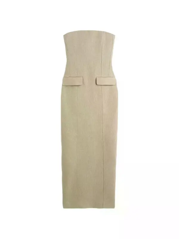 TOTEME Pocket Strapless Linen Midi Dress - Neutrals