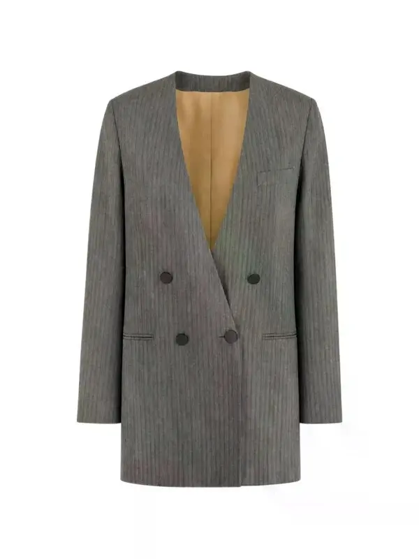 Alberta Ferretti Pinstripe Double-breasted Blazer - Grey
