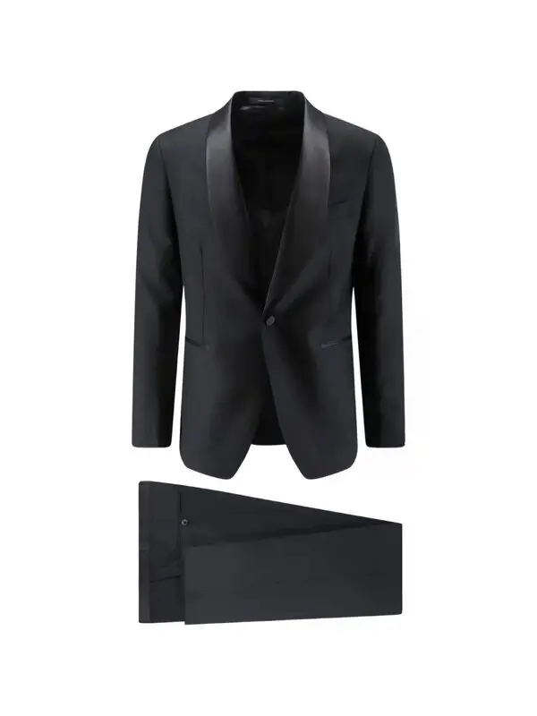 Tagliatore Satin-lapel Virgin Wool Tuxedo - Black