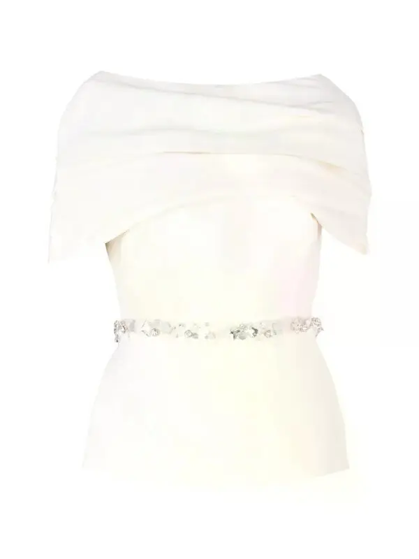 Safiyaa Loura Crystal-embellished Off-shoulder Blouse - White