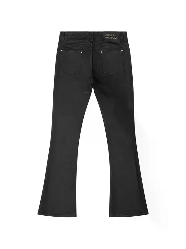 GUAPI Crimson Waxed-denim Jeans With Diamond Overlay