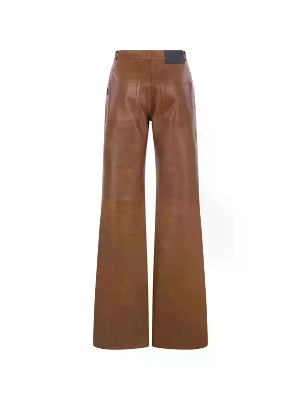 HAIKURE Leather Wide-leg Trousers - Brown