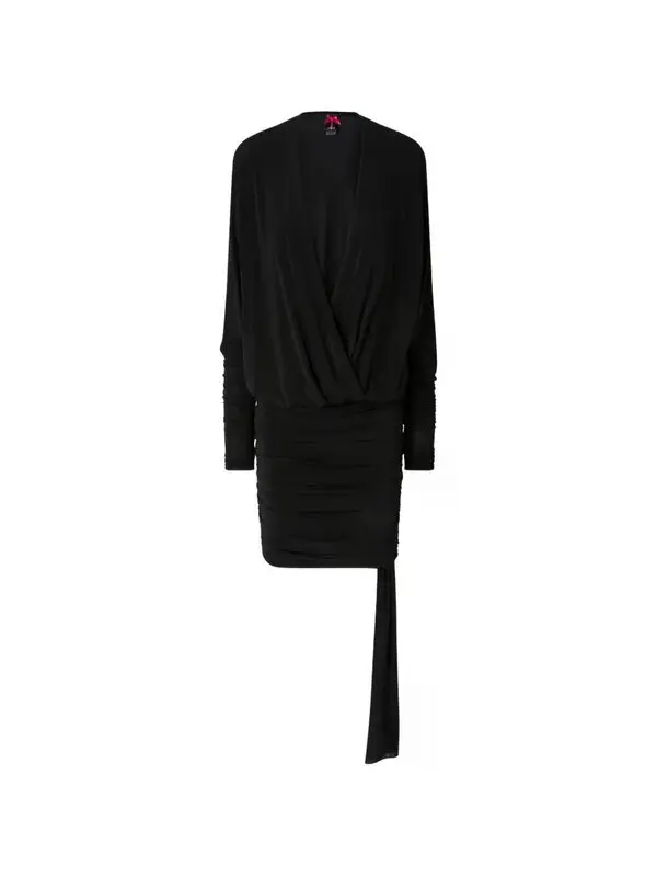 Pinko Mini Dress With Gathering And Ribbon - Black