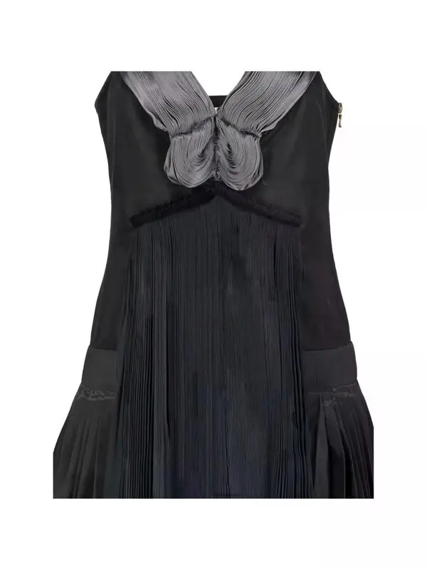 LANVIN 2007 Pleated V-neck Mini Dress