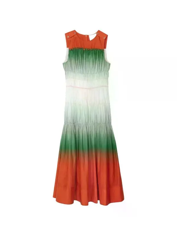 3.1 Phillip Lim Ombré Voile Gathered Midi Dress - Orange