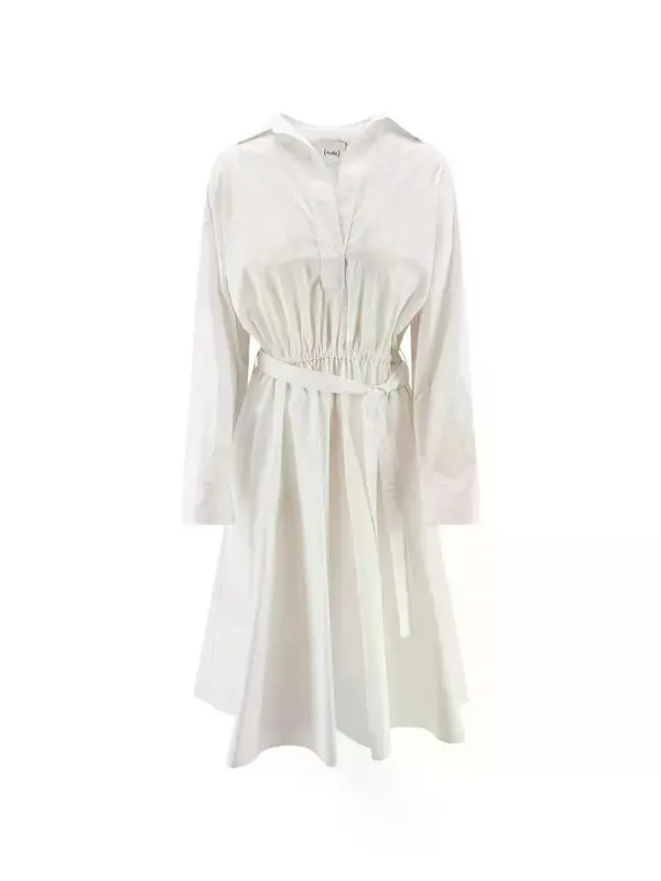 NUDE Elasticated-waist Midi Shirt Dress - Neutrals