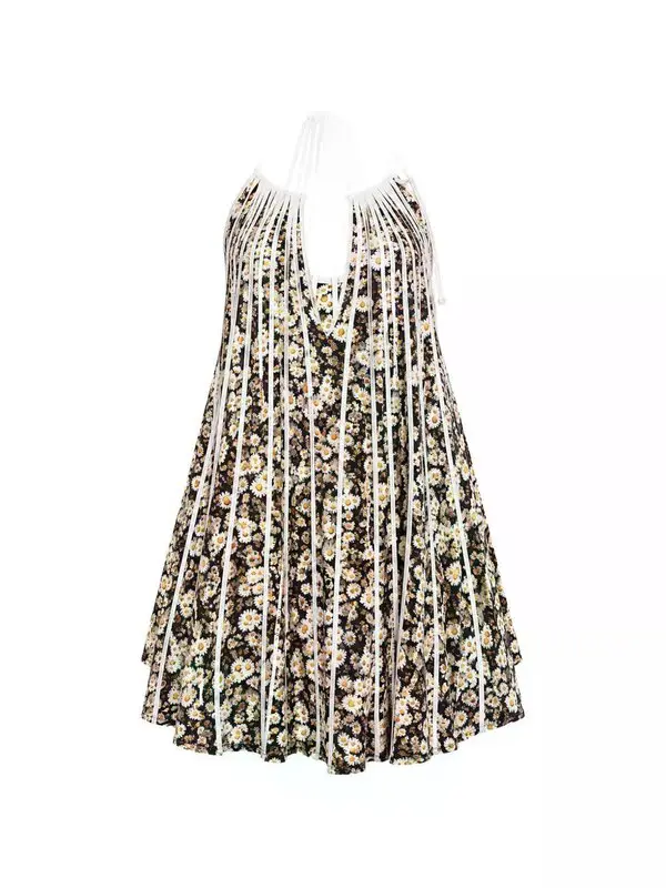 Stella McCartney Sophie Daisy-print Halterneck Mini Dress - Black
