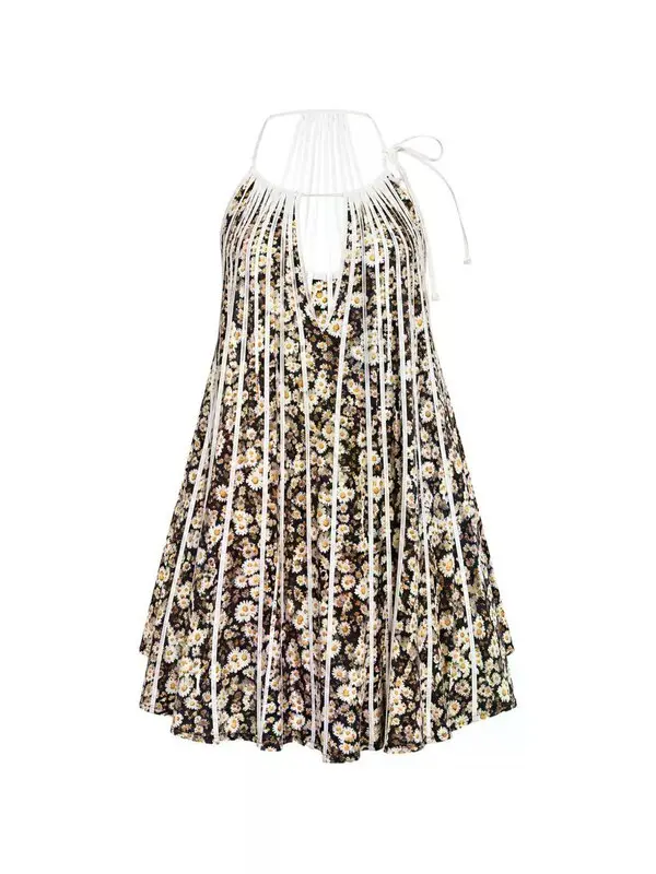 Stella McCartney Sophie Daisy-print Halterneck Mini Dress - Black