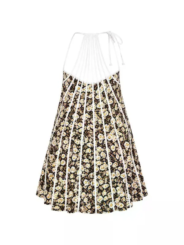 Stella McCartney Sophie Daisy-print Halterneck Mini Dress - Black