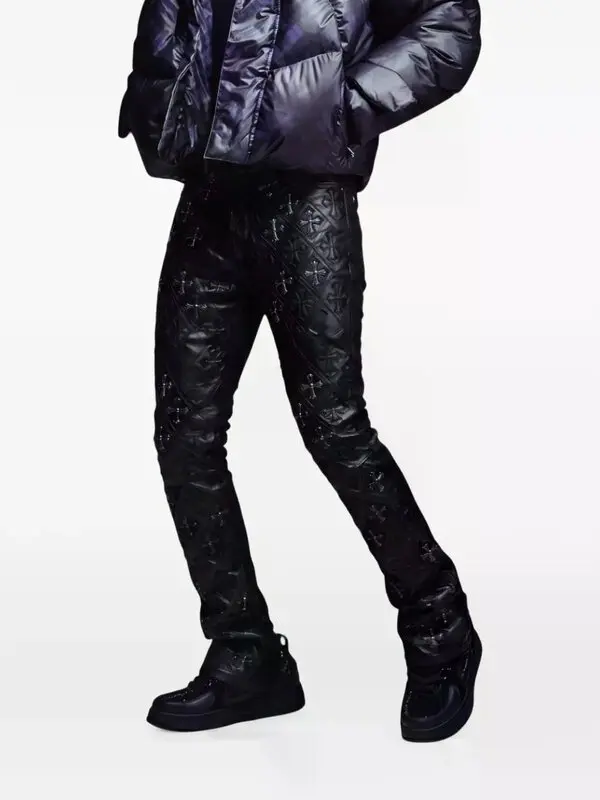 GUAPI Waxed Finish Quilted Panel Jeans