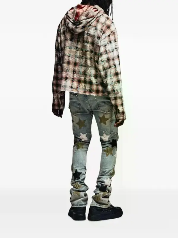 GUAPI Star Appliqué Distressed Jeans - Blue