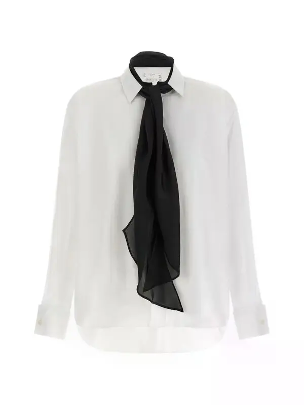 Sacai Scarf-integrated Poplin Shirt - White