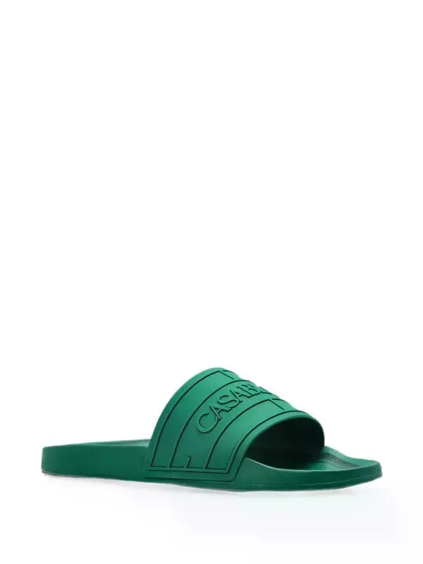 Casablanca Logo-embossed Slides - Green