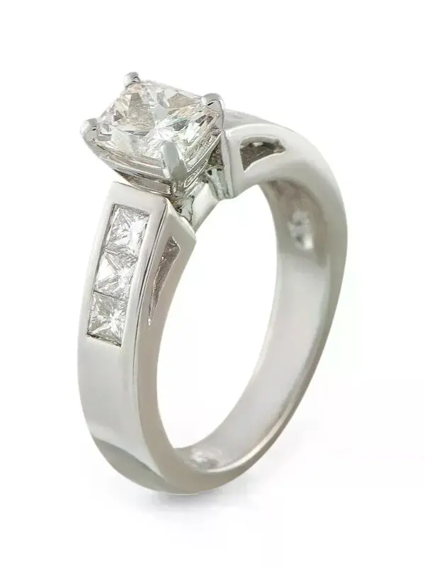 LB EXCLUSIVE 14k White Gold Radiant-cut Diamond Ring With Princess-cut Diamonds