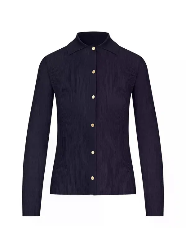 Max Mara Ribbed-knit Button-down Cardigan - Blue